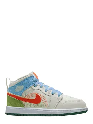 JORDAN Jordan 1 Mid SE Stitch Sneakers Sail/psychic Blue/vivid Green