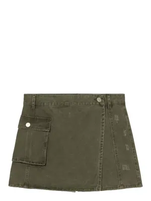 B+AB Distressed Panelled Denim Shorts - Green