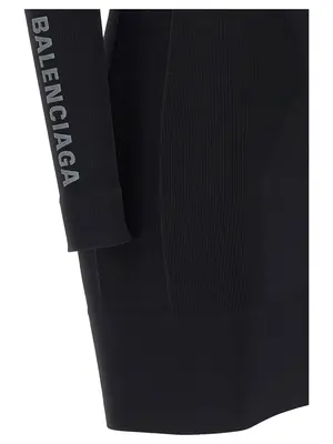 Balenciaga Long-sleeved Ribbed Minidress - Black