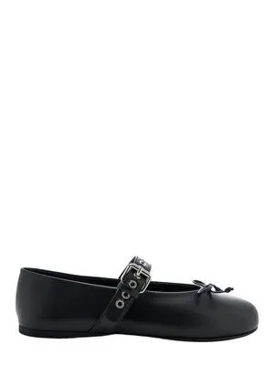 Miu Miu Buckle-strap Leather Ballet Flats - Black