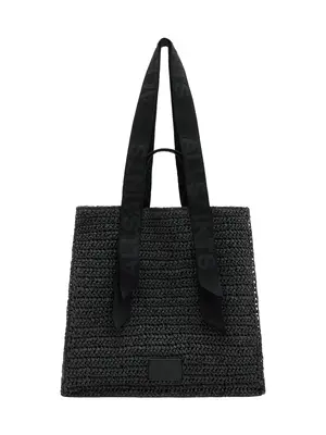 ALLSAINTS AllSaints Lullah Woven Straw Tote Bag Black