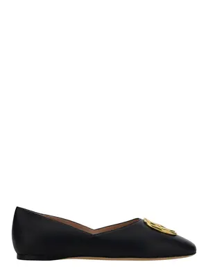Bally Leather Ballerina Flats - Black