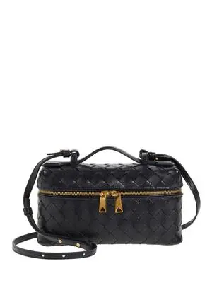 BOTTEGA  VENETA Bottega Veneta Intrecciato Leather Convertible Vanity Case 4183 Nocturnal-gold