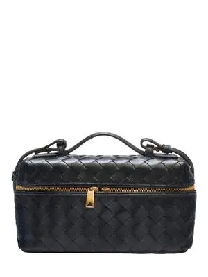 BOTTEGA  VENETA Bottega Veneta Intrecciato Leather Convertible Vanity Case Black/gold