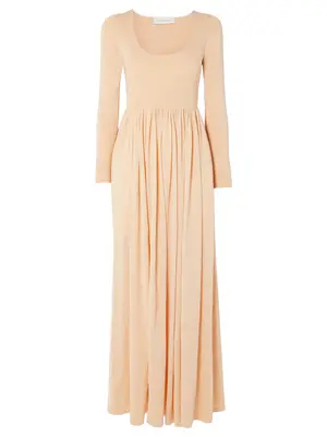 Zimmermann Natura Gathered Metallic Stretch-knit Maxi Dress - Orange