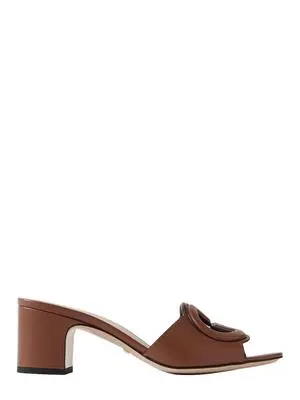 Gucci Cutout Leather Mules - Brown