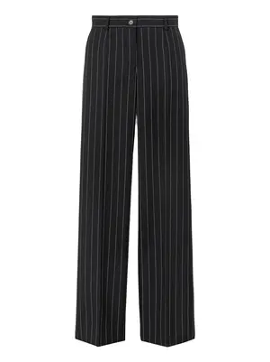 Dolce & Gabbana Pinstriped Wool Wide-leg Pants - Black