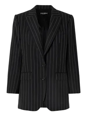 Dolce & Gabbana Pinstriped Wool-twill Blazer - Black