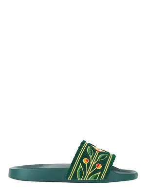 Casablanca Embroidered Terry Slider - Green