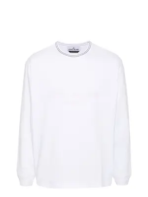 Stone Island Logo-print Cotton Sweatshirt - White