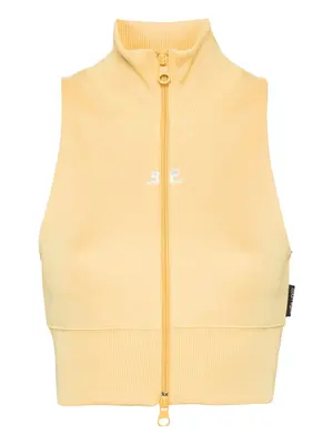 COURREGES Courrèges Zip-up Cropped Vest Yellow