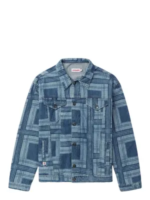 CHARLES JEFFREY Tartan Denim Jacket - Blue