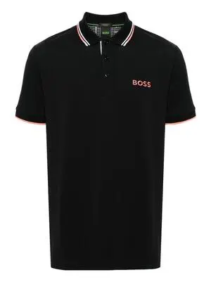 BOSS Logo-embroidered Piqué Polo Shirt - Black
