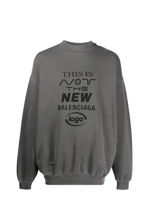 Balenciaga New Logo Printed Sweatshirt - Grey