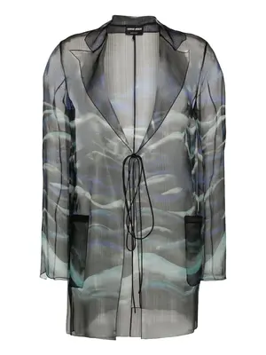 Giorgio Armani Abstract-print Silk Blouse - Black