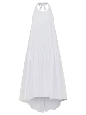 AZLEE Winston Poplin Midi Dress - White