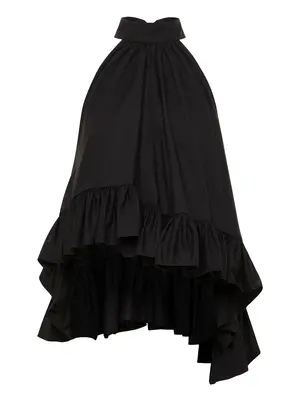 AZLEE Plath Ruffled Poplin Top - Black