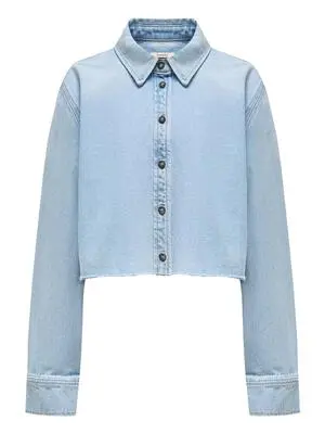 12 STOREEZ Cropped Organic-cotton Denim Shirt - Blue
