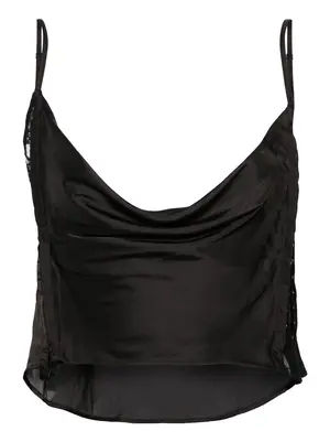 Y/project Sheer-lace Draped Top - Black