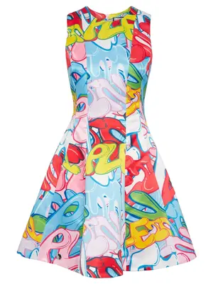 Philipp Plein Graffiti-print Mini Dress - Blue