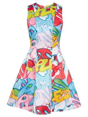 Philipp Plein Graffiti-print Mini Dress - Blue