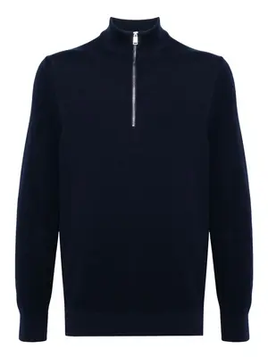 BOSS Zip-up Cotton Jumper - Blue