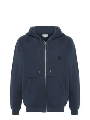 Maison Kitsuné Fox-appliqué Zipped Hoodie - Blue
