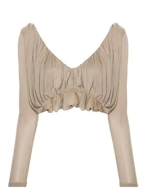 SAINT LAURENT Saint Laurent Pleated Cropped Blouse