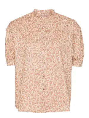 TWINSET Animal-print Cotton Shirt - Neutrals