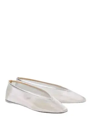 Le Monde Beryl Luna Leather-Trimmed Ballet Flats Silver