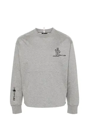 Moncler Logo-appliqué Cotton Sweatshirt - Grey