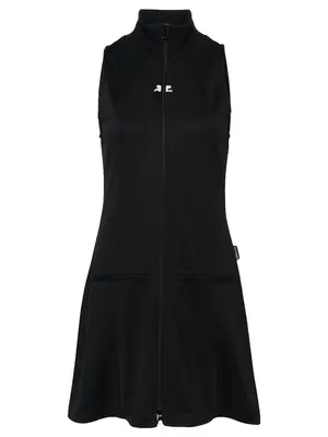 COURREGES Interlock Logo-embroidered Minidress - Black