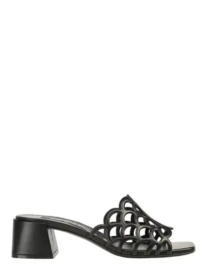 SERGIO ROSSI 45mm Mermaid Leather Mules - Black