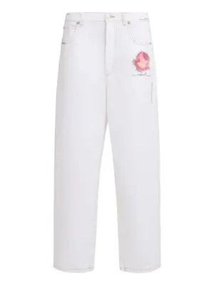 Marni Appliquéd Tapered Jeans - White