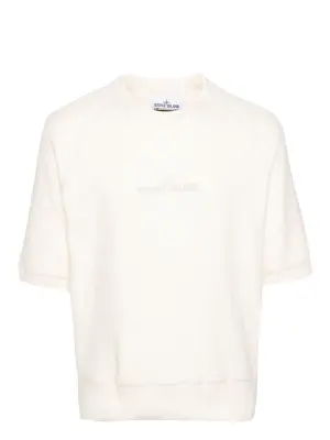 Stone Island Logo-embroidered Short-sleeve Jumper - Neutrals
