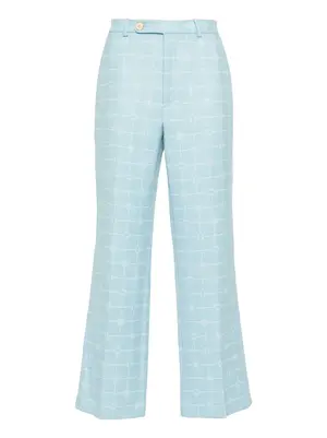 Casablanca Logo Windowpane Straight Trousers - Blue