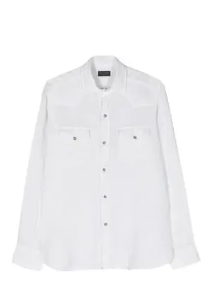 DELL'OGLIO Classic-collar Linen Shirt - White