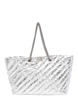 Balenciaga Large Crush Tote Bag - Silver