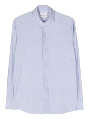 DELL'OGLIO Geometric-pattern Classic-collar Shirt - White