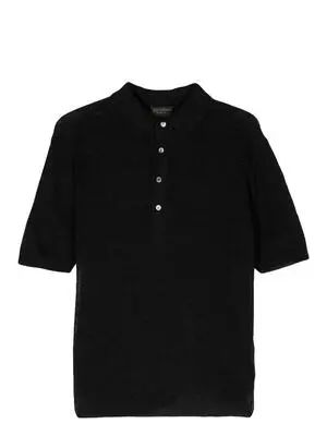 DELL'OGLIO Open-knit Polo Shirt - Black