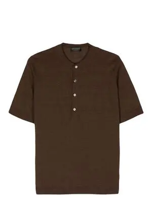 DELL'OGLIO Henley Short-sleeve T-shirt - Brown