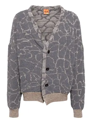 VITELLI Reversible Jacquard Cardigan - Grey