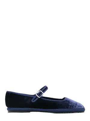 SCAROSSO Petra Velvet Ballerinas - Blue