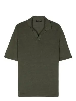 DELL'OGLIO Short-sleeve Linen Polo Shirt - Green