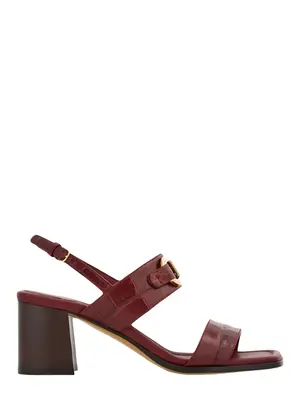 FERRAGAMO Ferragamo 55mm Gancini-Buckle Leather Sandals Red