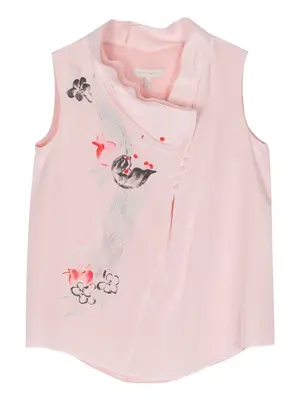 Shiatzy Chen Floral-print Silk Vest - Pink