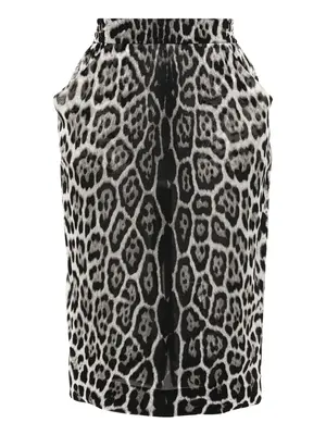 SAINT LAURENT Saint Laurent Leopard-Print Silk Skirt