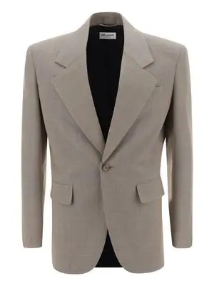 Saint Laurent Oversized Wool Blazer - Neutrals