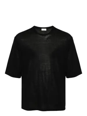 Saint Laurent Straight-hem Knitted T-shirt - Black