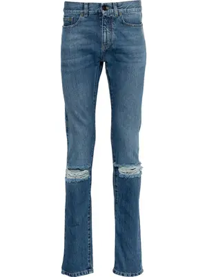 Saint Laurent Ripped Slim-fit Jeans - Blue